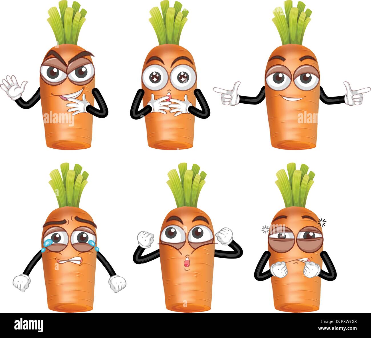 Carrot Set with Facial Expression illustration Stock Vector Image & Art ...