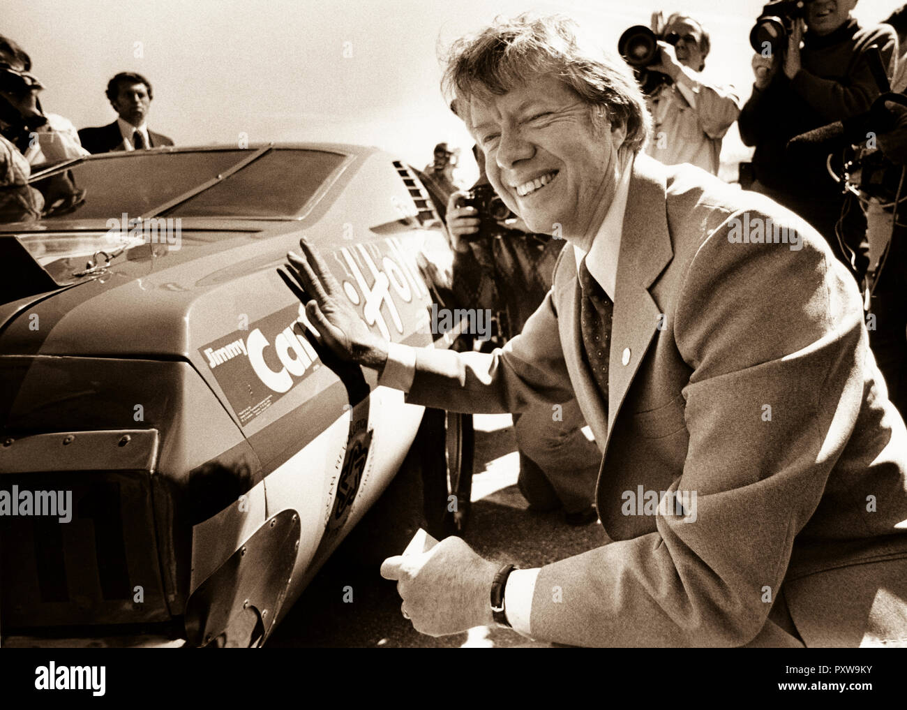 Jimmy Carter campaigns at at a NASCAR stock car race at the Atlanta ...