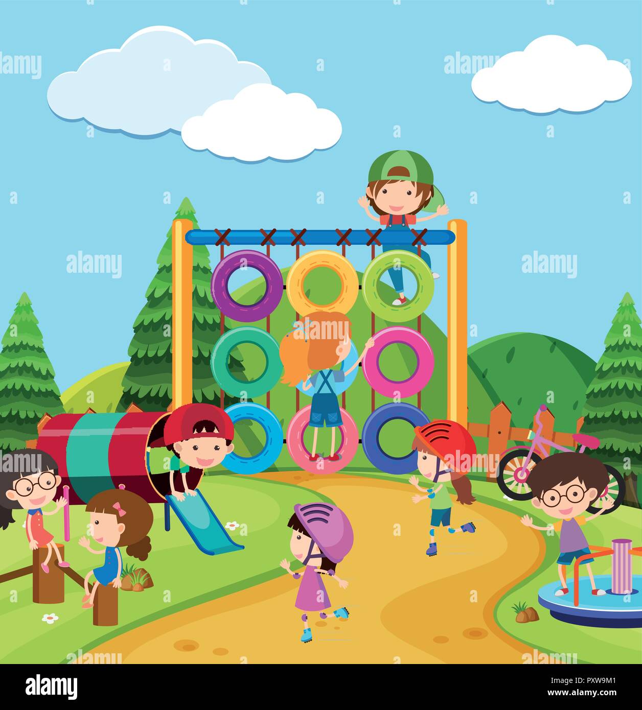 Kids On Playground Clipart