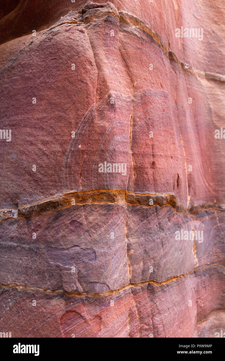 Rock in Petra. Texture in the desert. Jordanian attraction. World ...