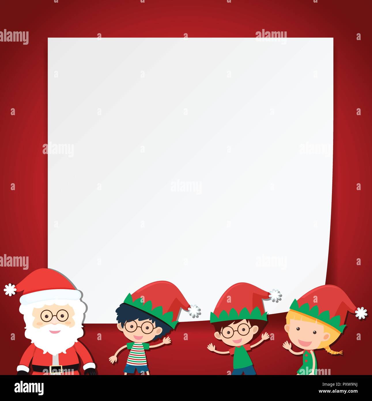 Border template with kids and Santa illustration Stock Vector Image ...
