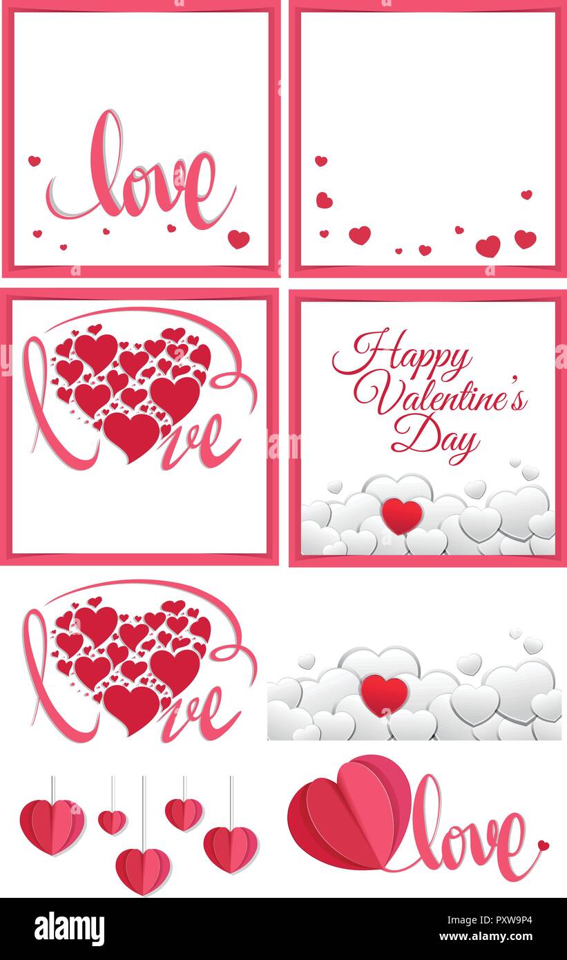 Valentine card template in different designs illustration Stock Vector ...