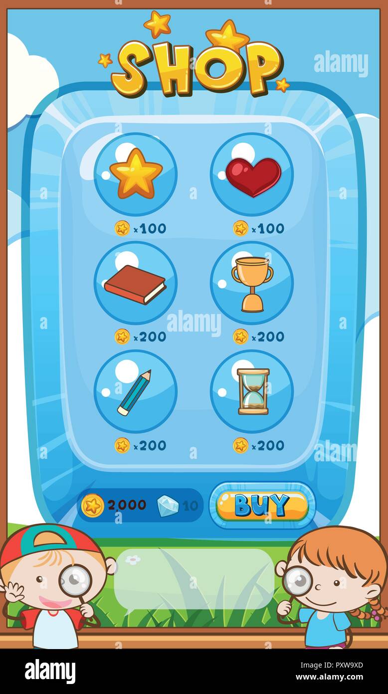 Game Template with Items Shopping Page illustration Stock Vector Image ...