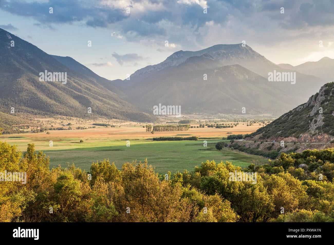 Greece, Peloponnese, Corinthia, Stymfalia, Ancient plateau, Lake ...