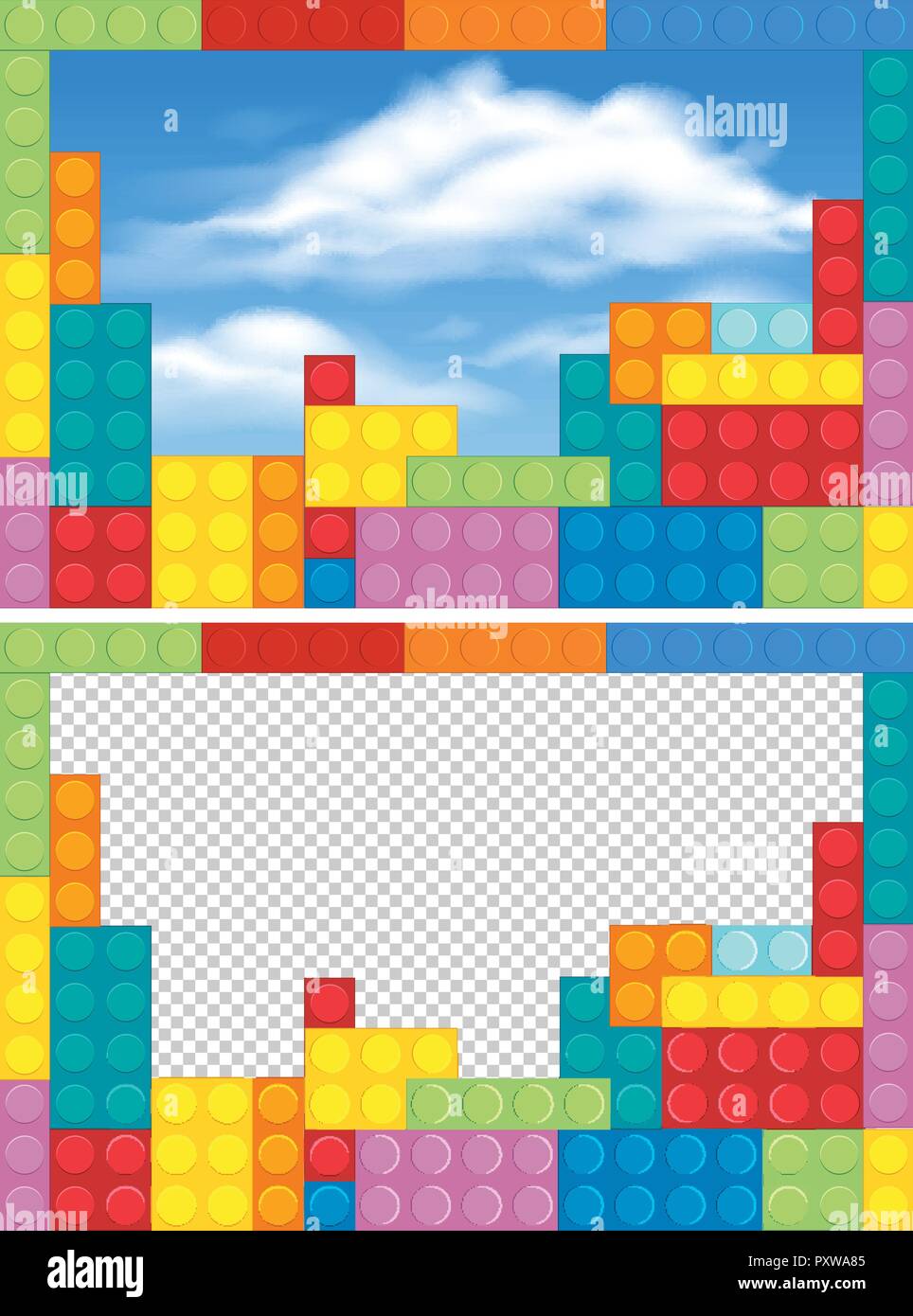 Border templates with colorful blocks illustration Stock Vector Image ...
