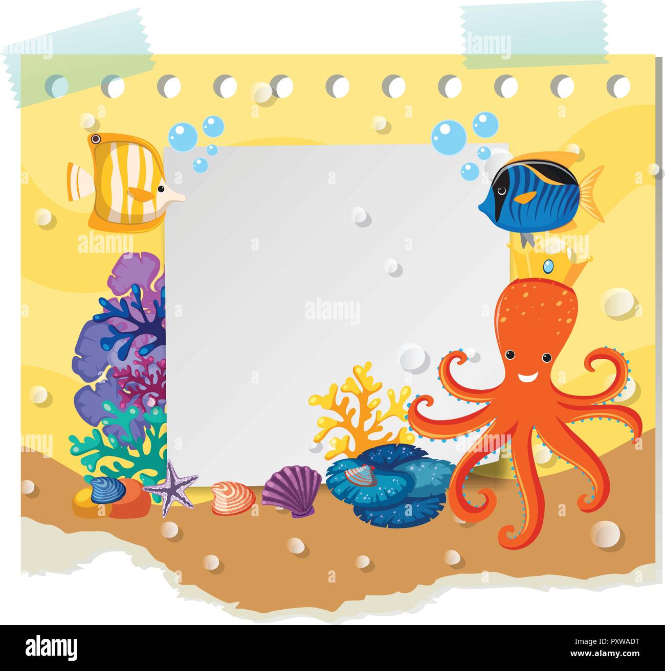 Border template with wild animals under the sea illustration Stock ...