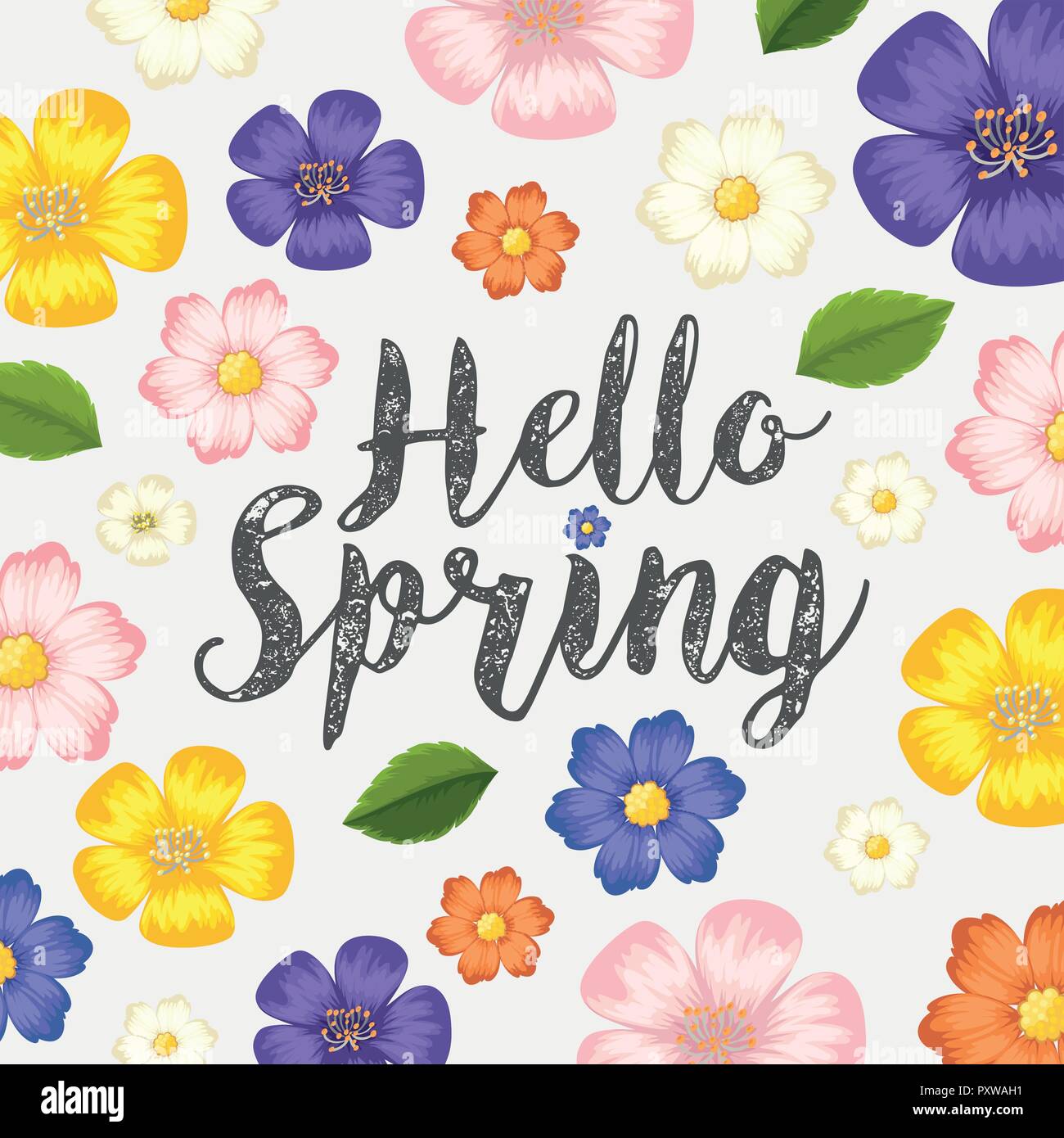 Background design with colorful flowers for spring illustration Stock ...