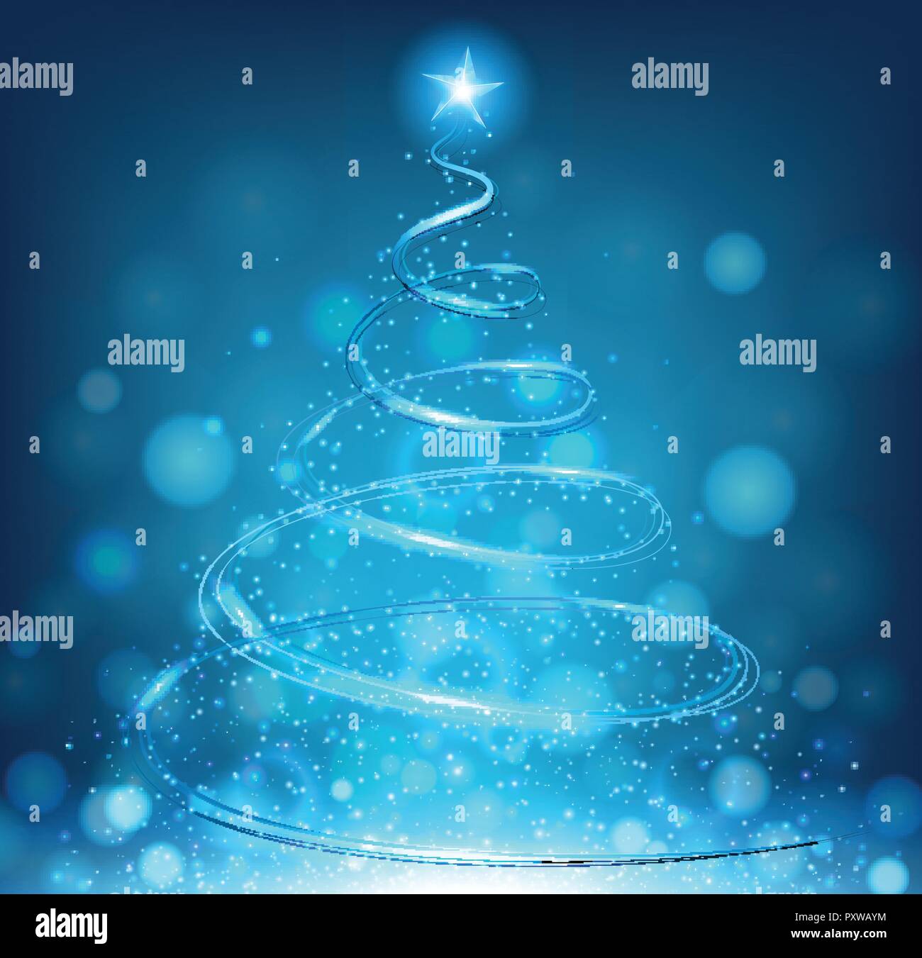 Blue christmas tree on bright blue background illustration Stock Vector ...