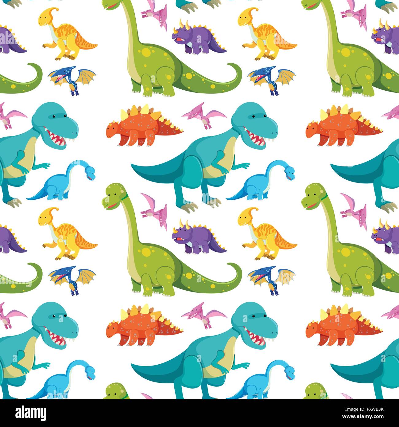 Seamless background with many dinosaurs illustration Stock Vector Image ...