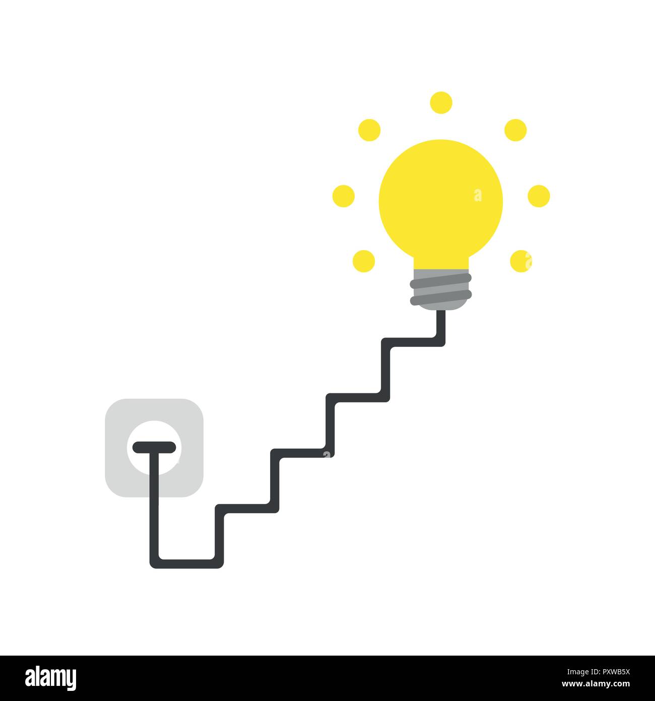 Vector illustration icon concept of light bulb with stairs cable and ...