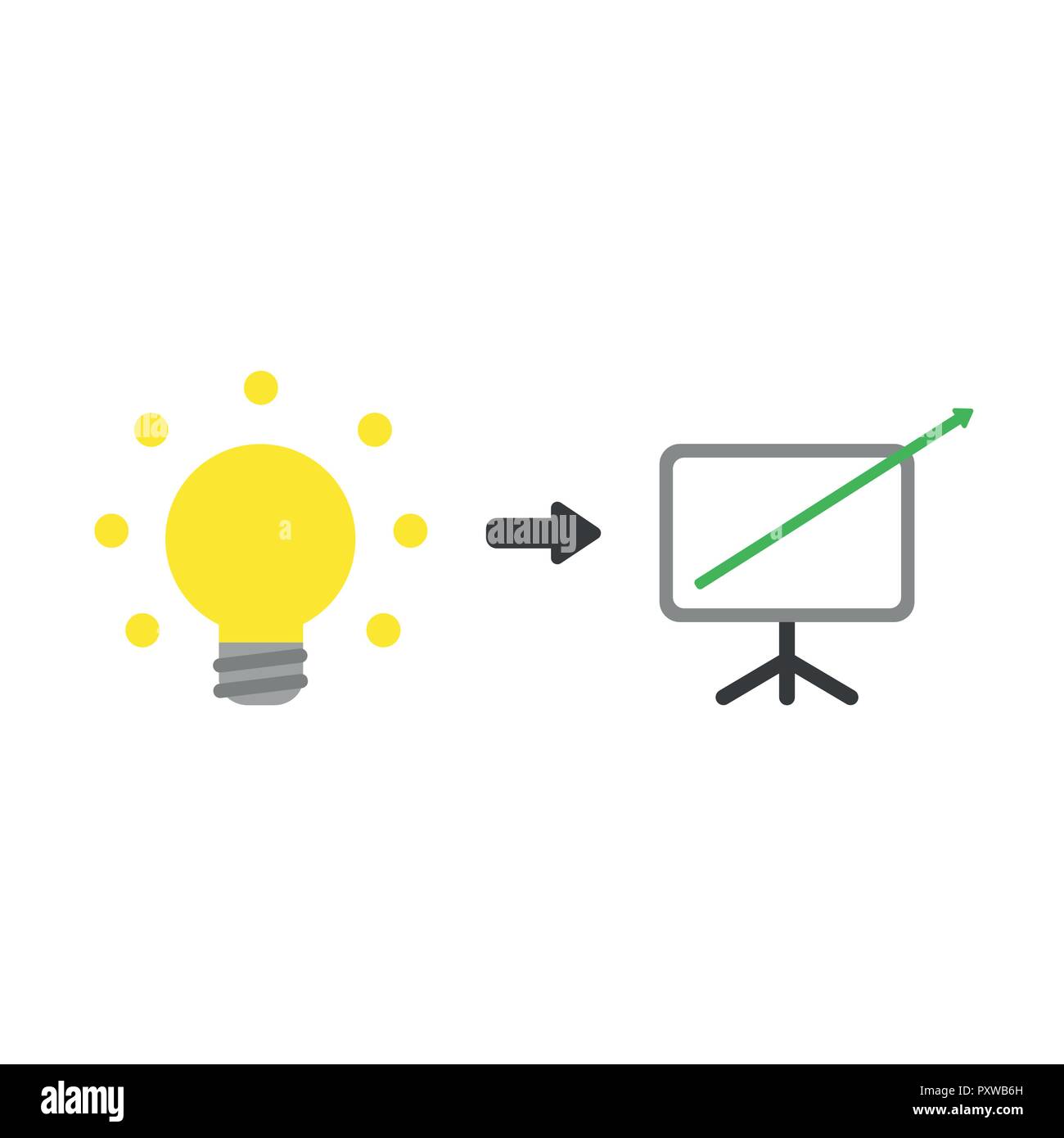 Vector illustration icon concept of glowing light bulb with sales chart ...