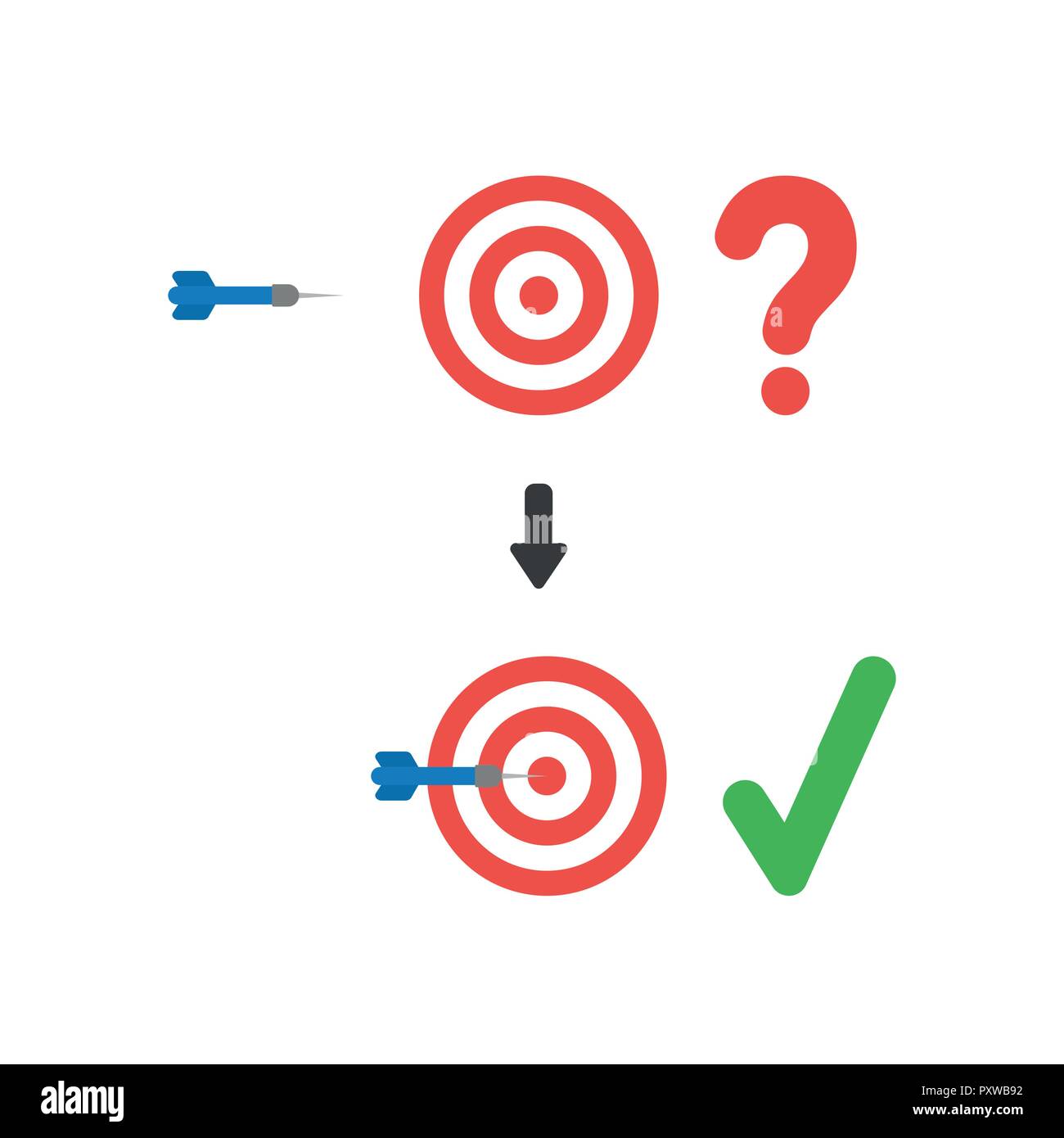 Vector illustration icon concept of bulls eye with question mark and ...