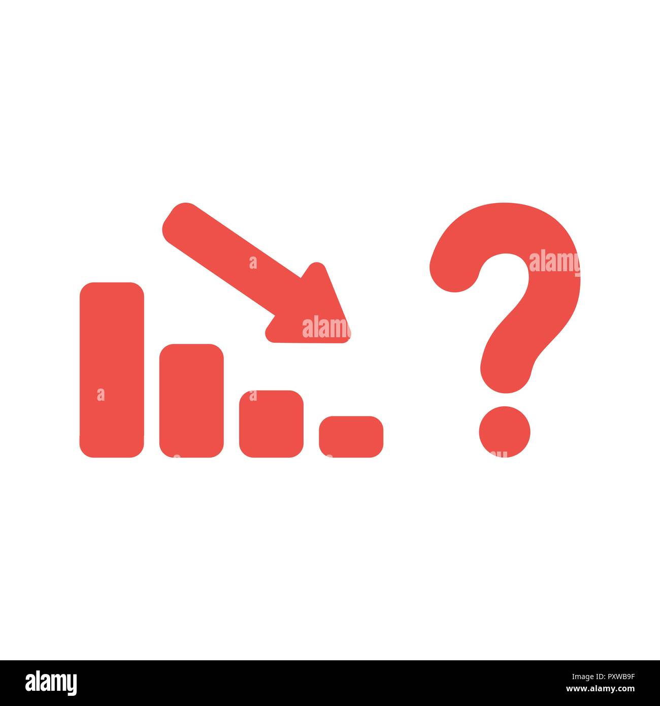 Vector illustration icon concept of sales bar graph moving down with ...