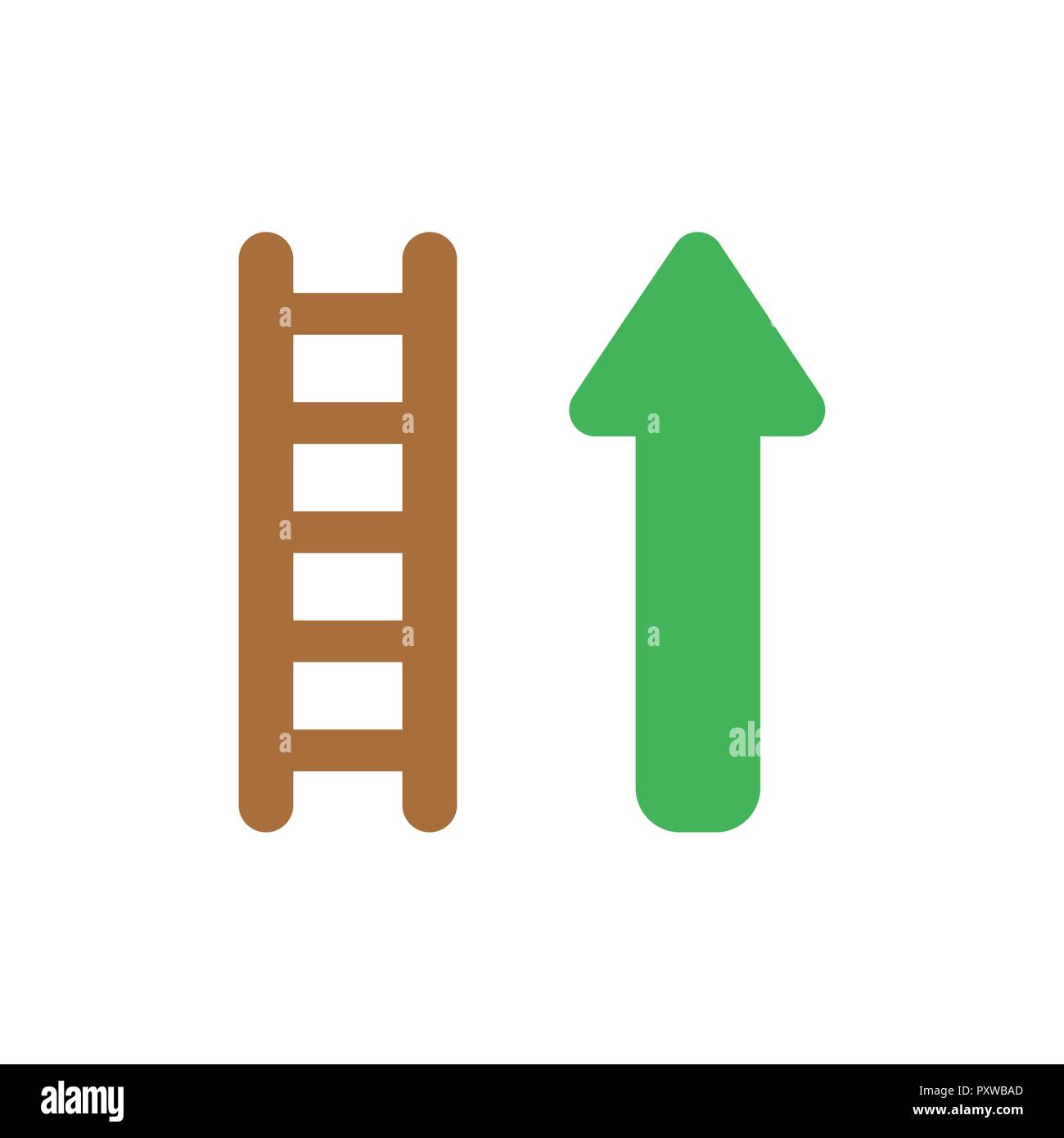 Vector illustration icon concept of wooden ladder with arrow moving up ...