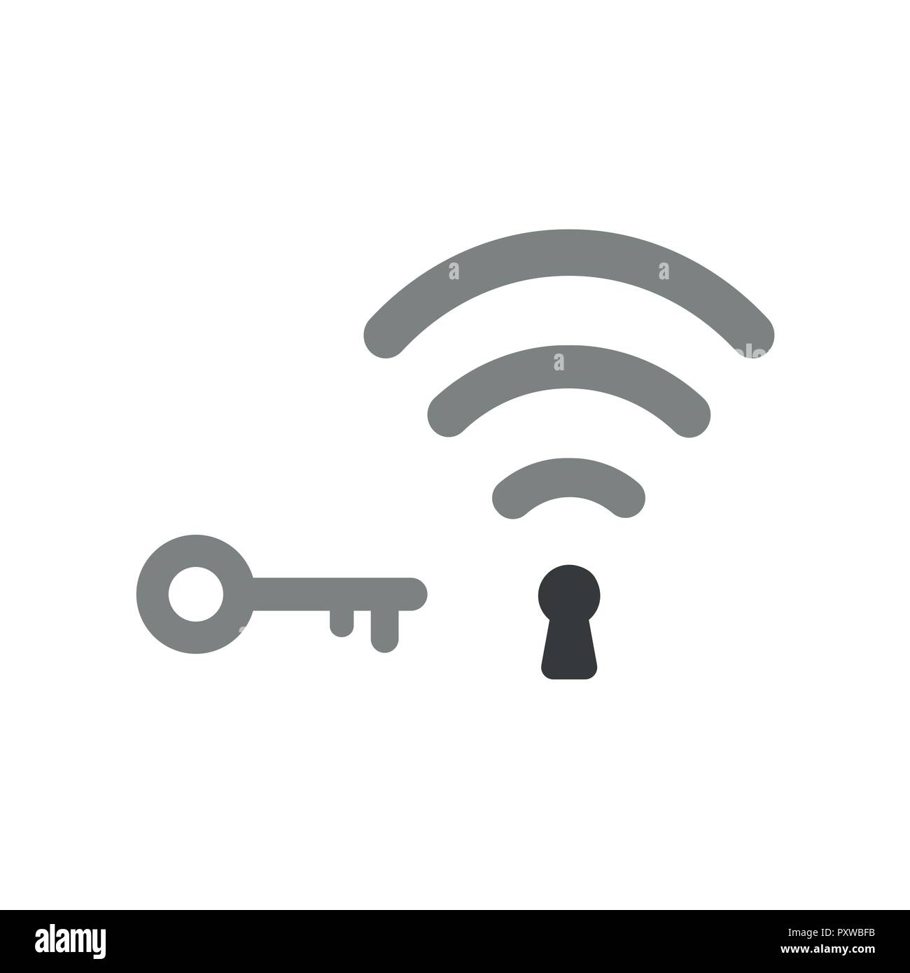 Vector illustration icon concept of wireless wifi symbol with keyhole ...