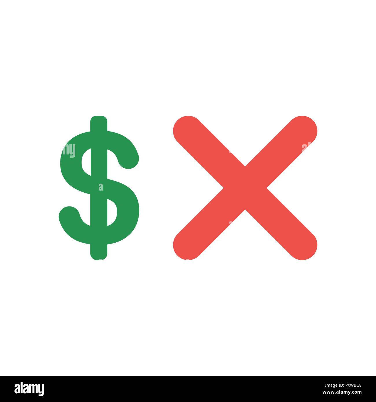 Vector illustration icon concept of dollar symbol with x mark Stock ...