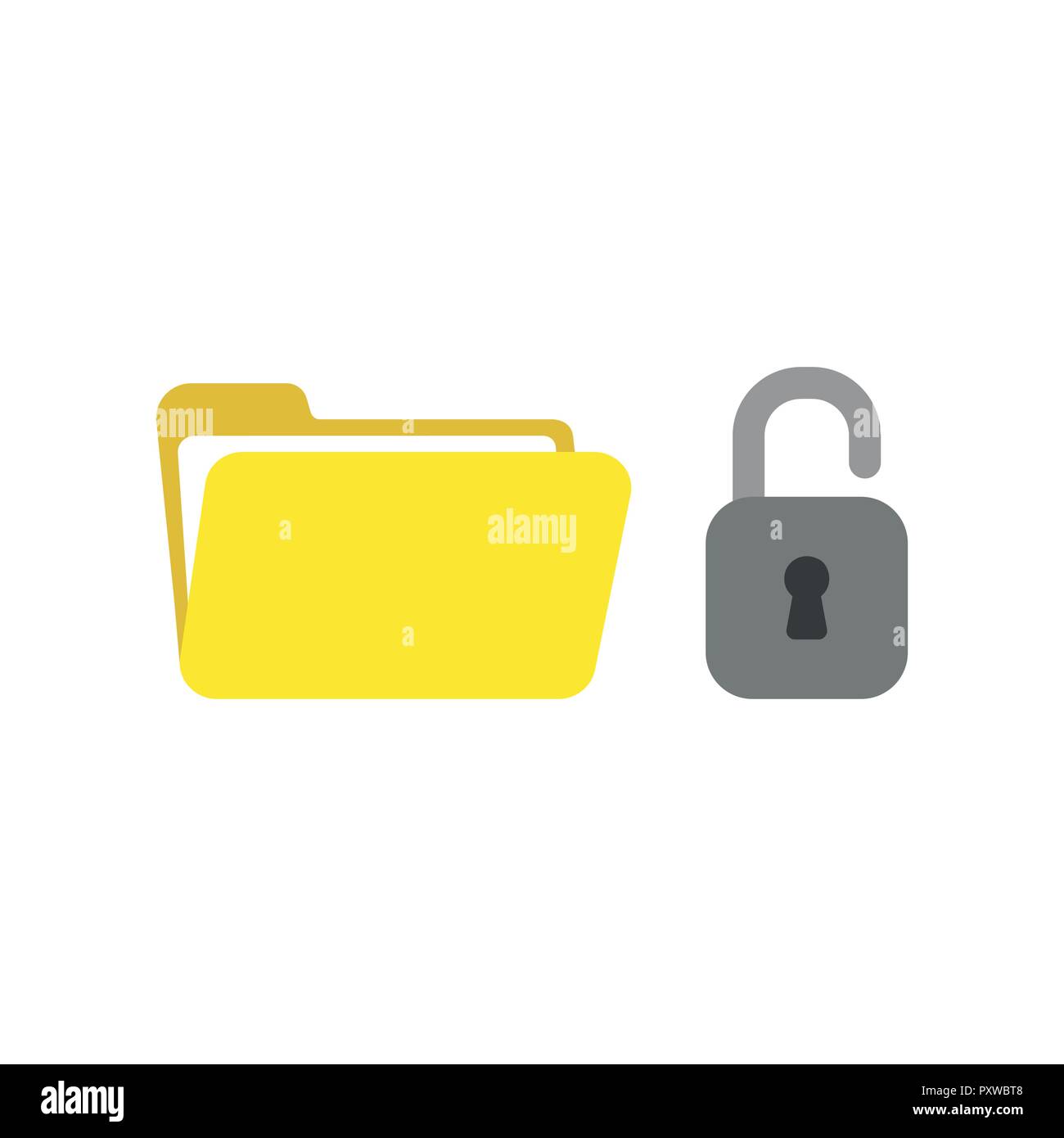 Vector illustration icon concept of opened file folder with padlock ...