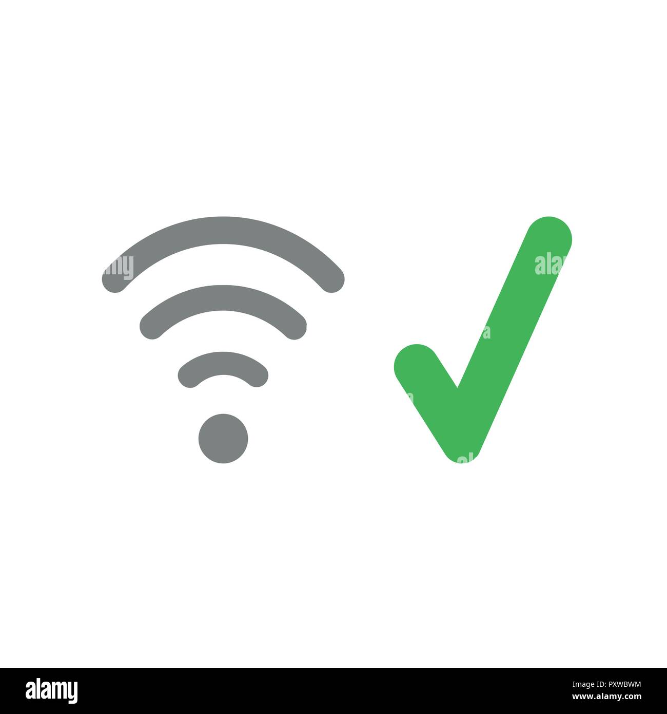 Vector illustration icon concept of wireless wifi symbol with check ...