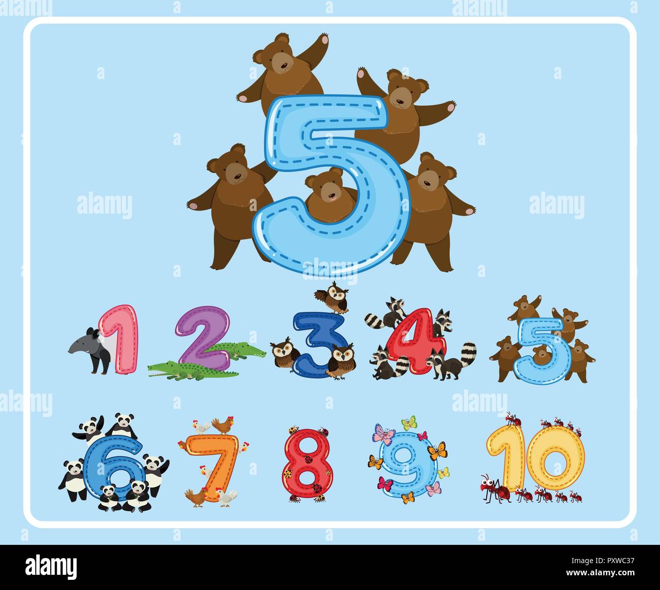 Font design for number one to ten illustration Stock Vector Image & Art ...