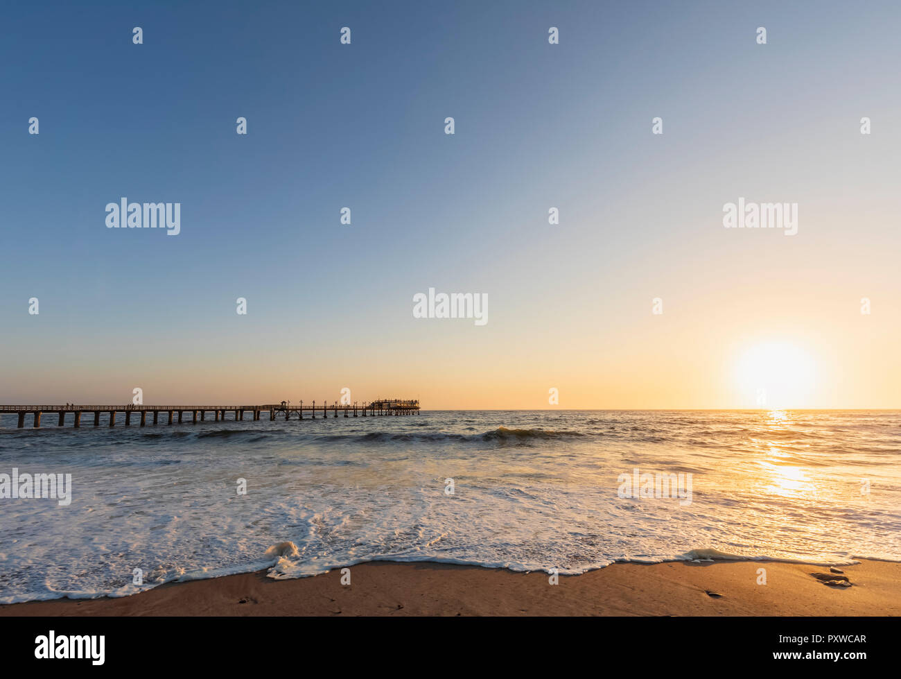 Namibia, Namibia, Swakopmund, View of jetty and atlantic ocean at ...