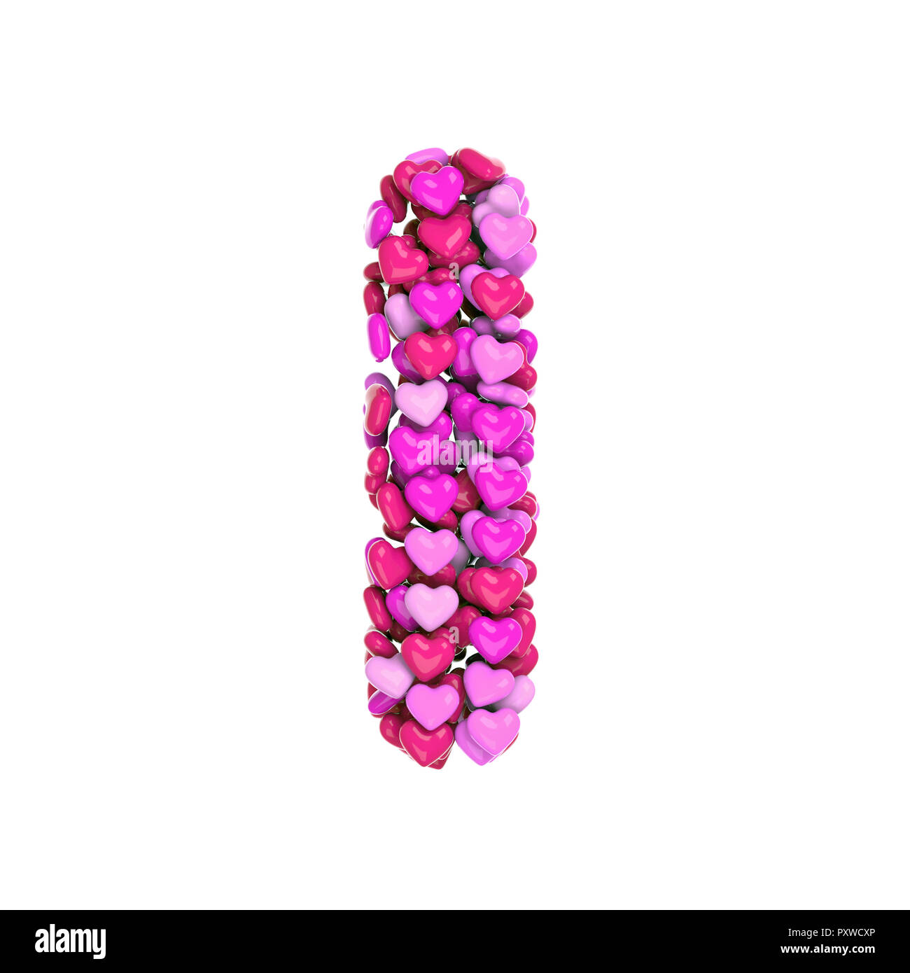 Valentine letter I - Uppercase 3d pink hearts font isolated on white ...