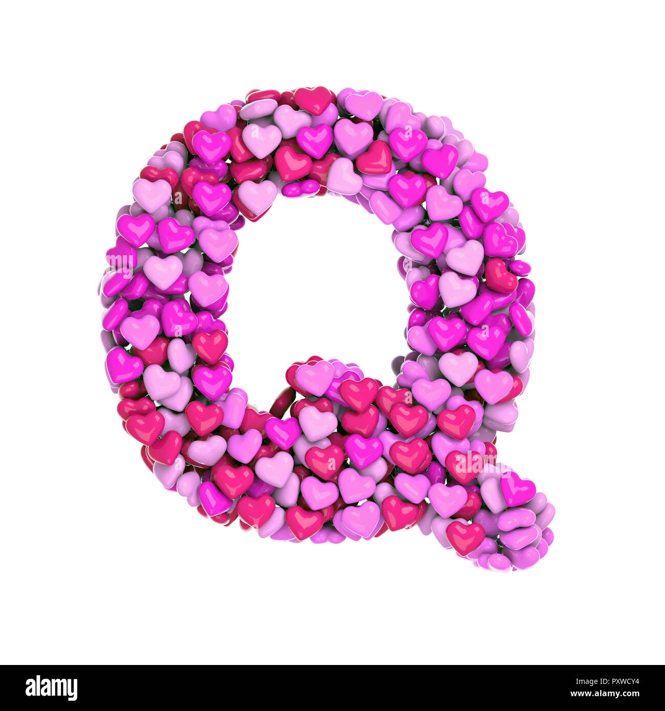 Valentine letter Q - Upper-case 3d pink hearts font isolated on white ...