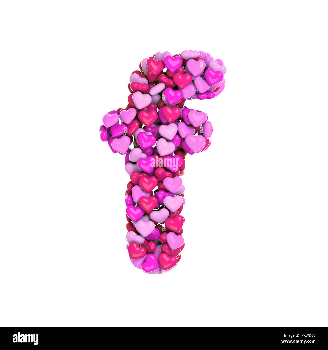 Valentine letter F - Small 3d pink hearts font isolated on white ...