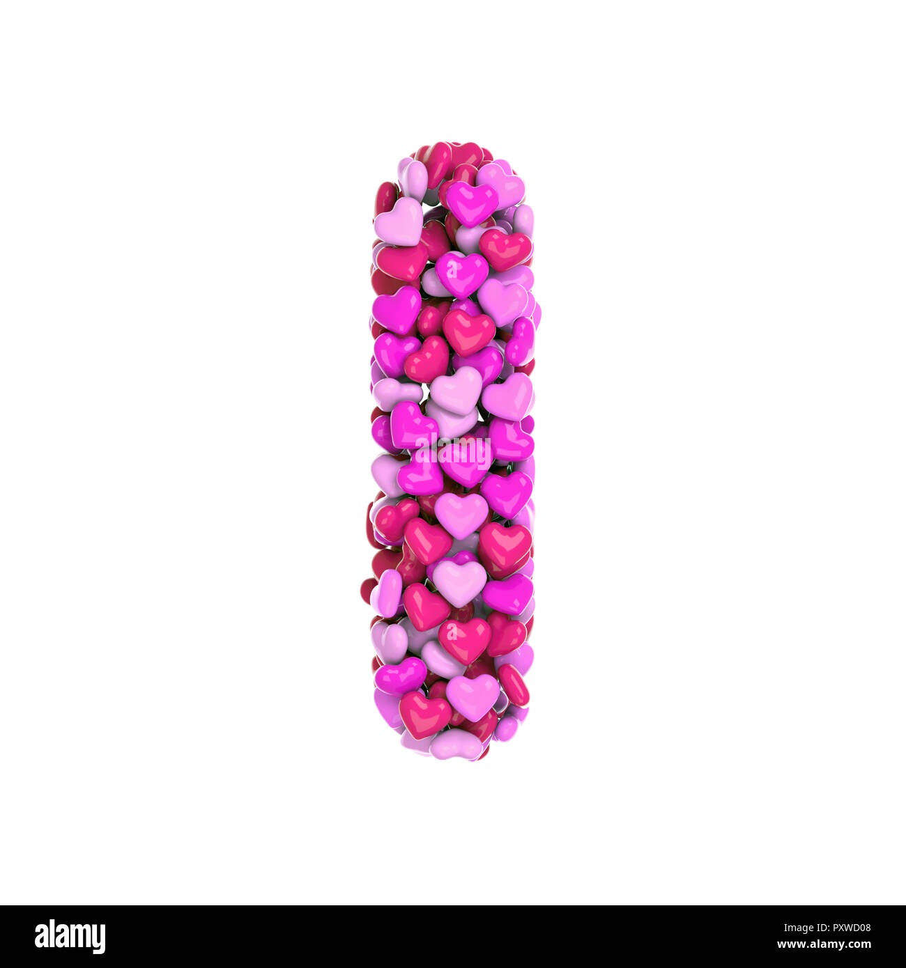 Valentine letter L - Small 3d pink hearts font isolated on white ...