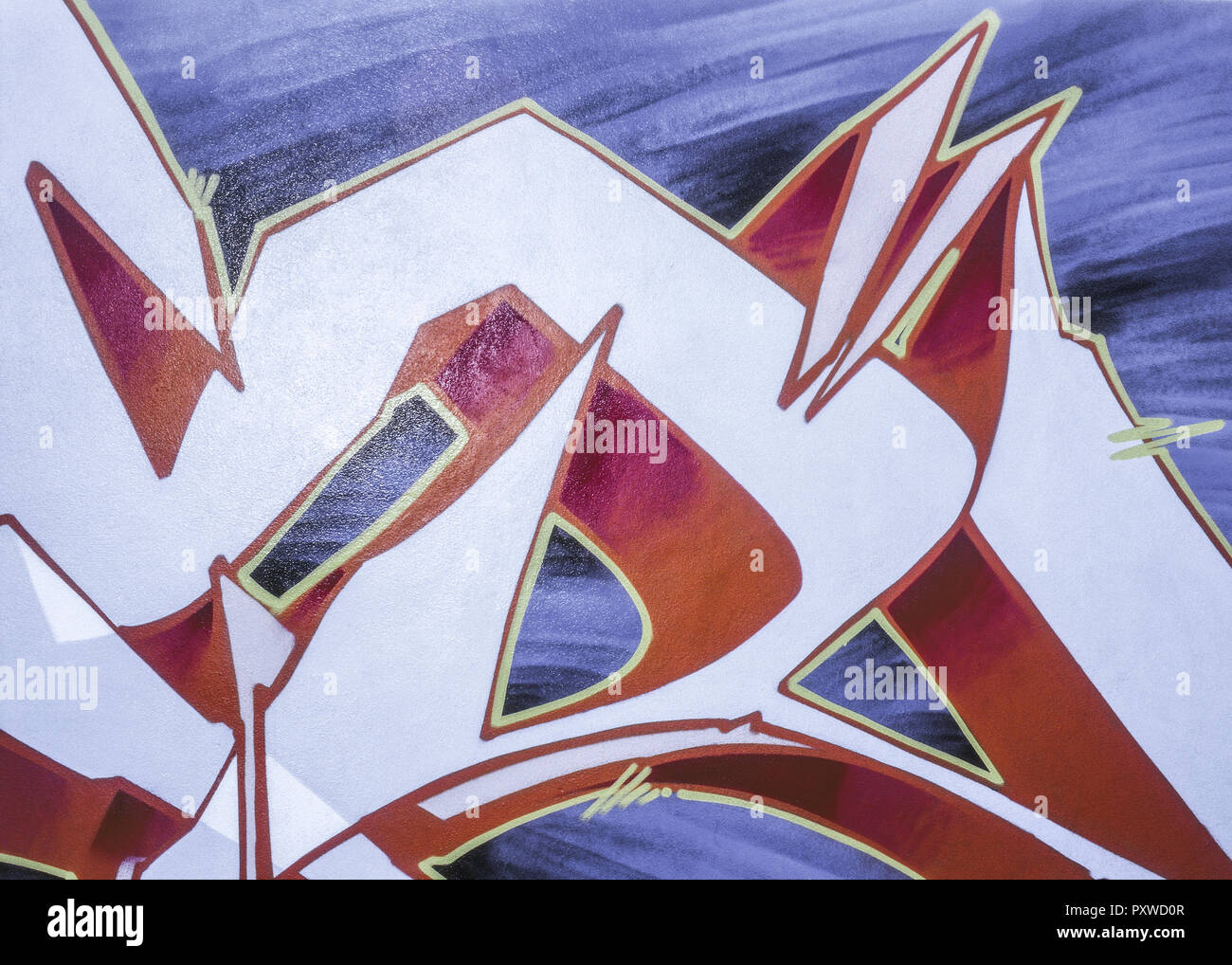 Graffiti, Detail, blau und rot Stock Photo - Alamy