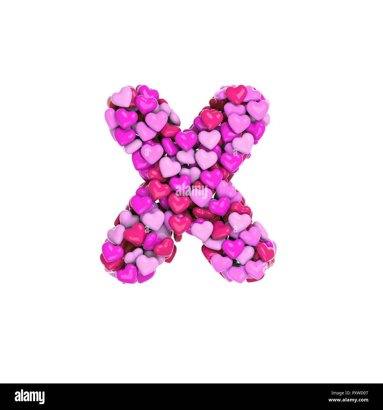 Valentine letter X - Small 3d pink hearts font isolated on white ...