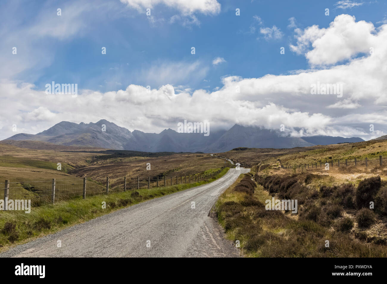 UK, Scotland, Inner Hebrides, Isle of Skye, country lane Stock Photo ...