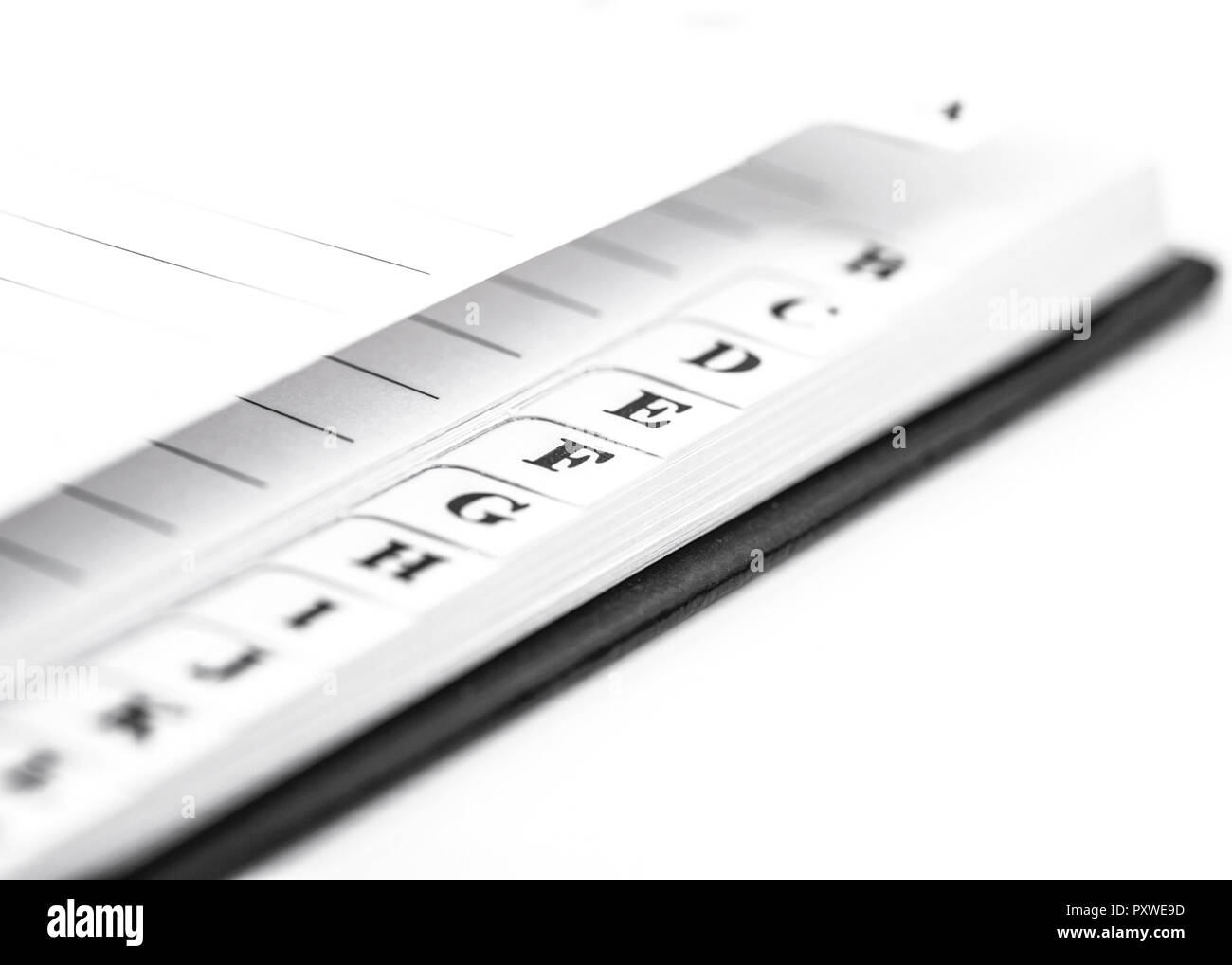 Alphabetisches Register eines Kalenders Stock Photo - Alamy
