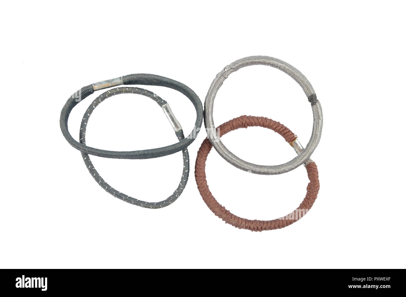 Hair bobbles on white background Stock Photo - Alamy
