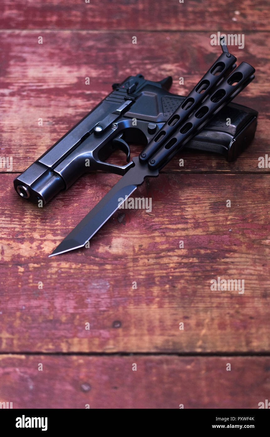 Weapon for attack. Vertical shot. Vintage background Stock Photo - Alamy