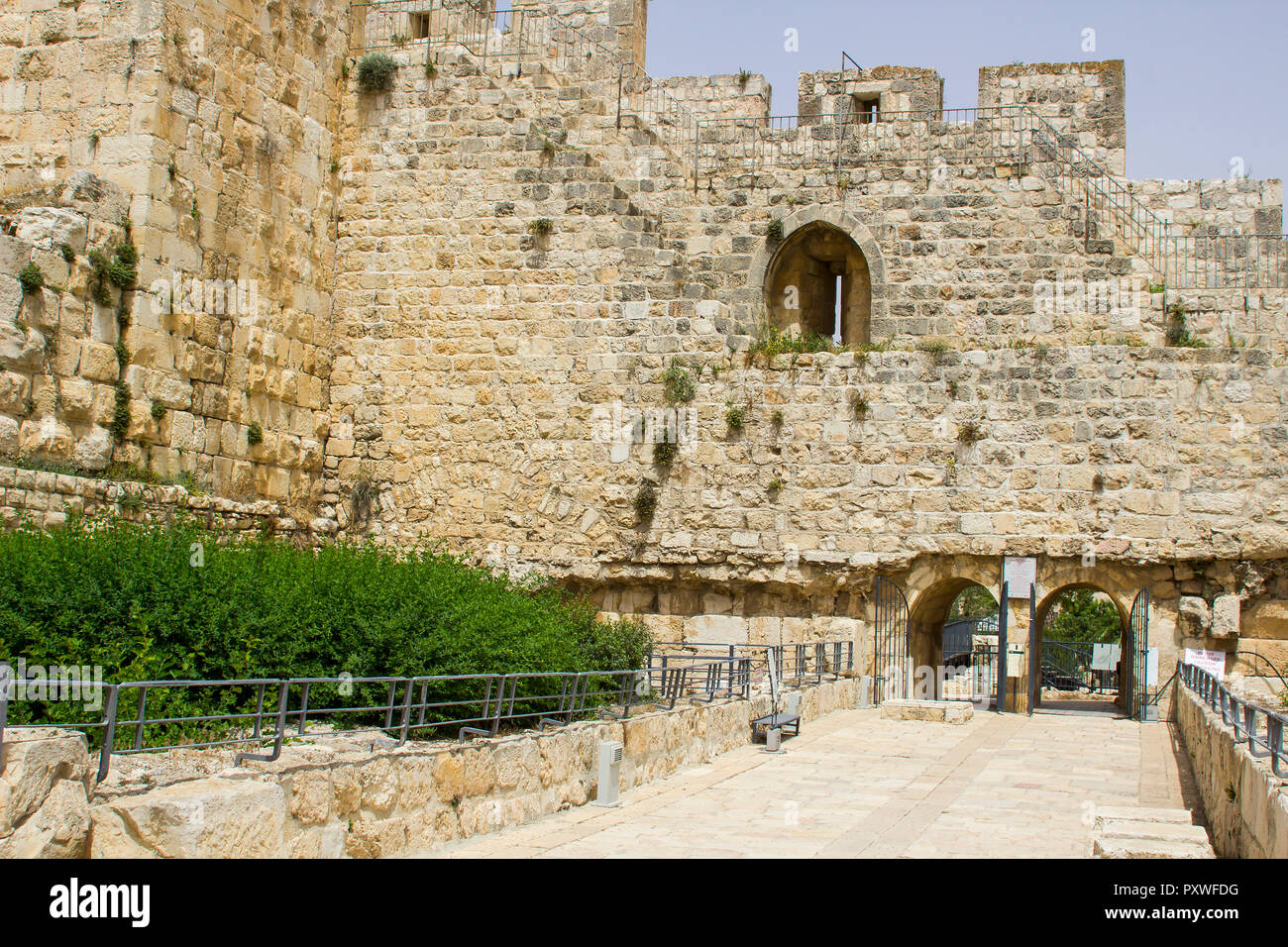 Ancient Ramparts and stone pavement at the Southern Wall theTemple ...