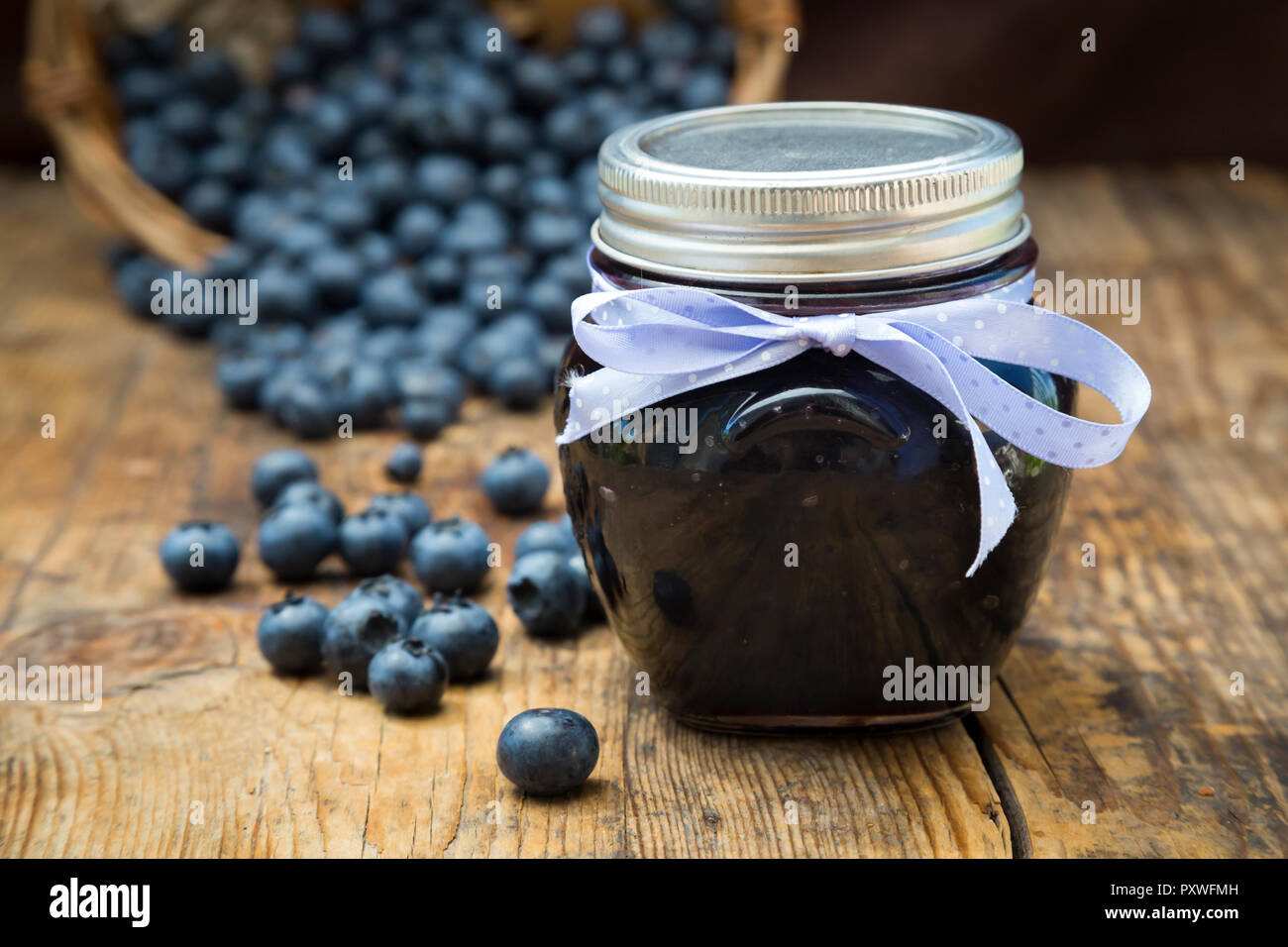 Homemade blueberry jam in jar Stock Photo - Alamy