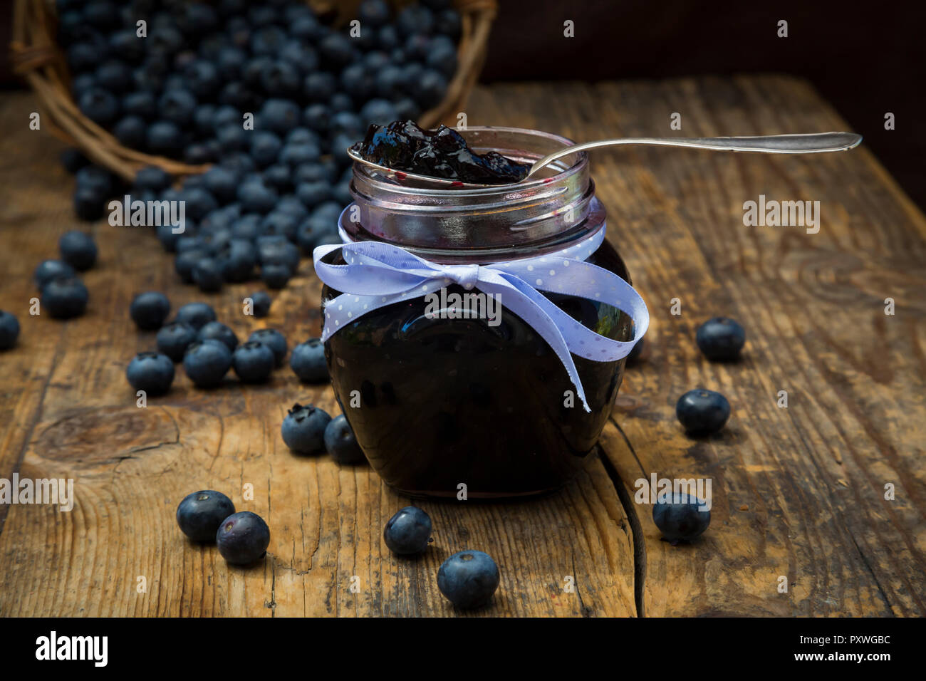 Homemade blueberry jam in jar Stock Photo - Alamy