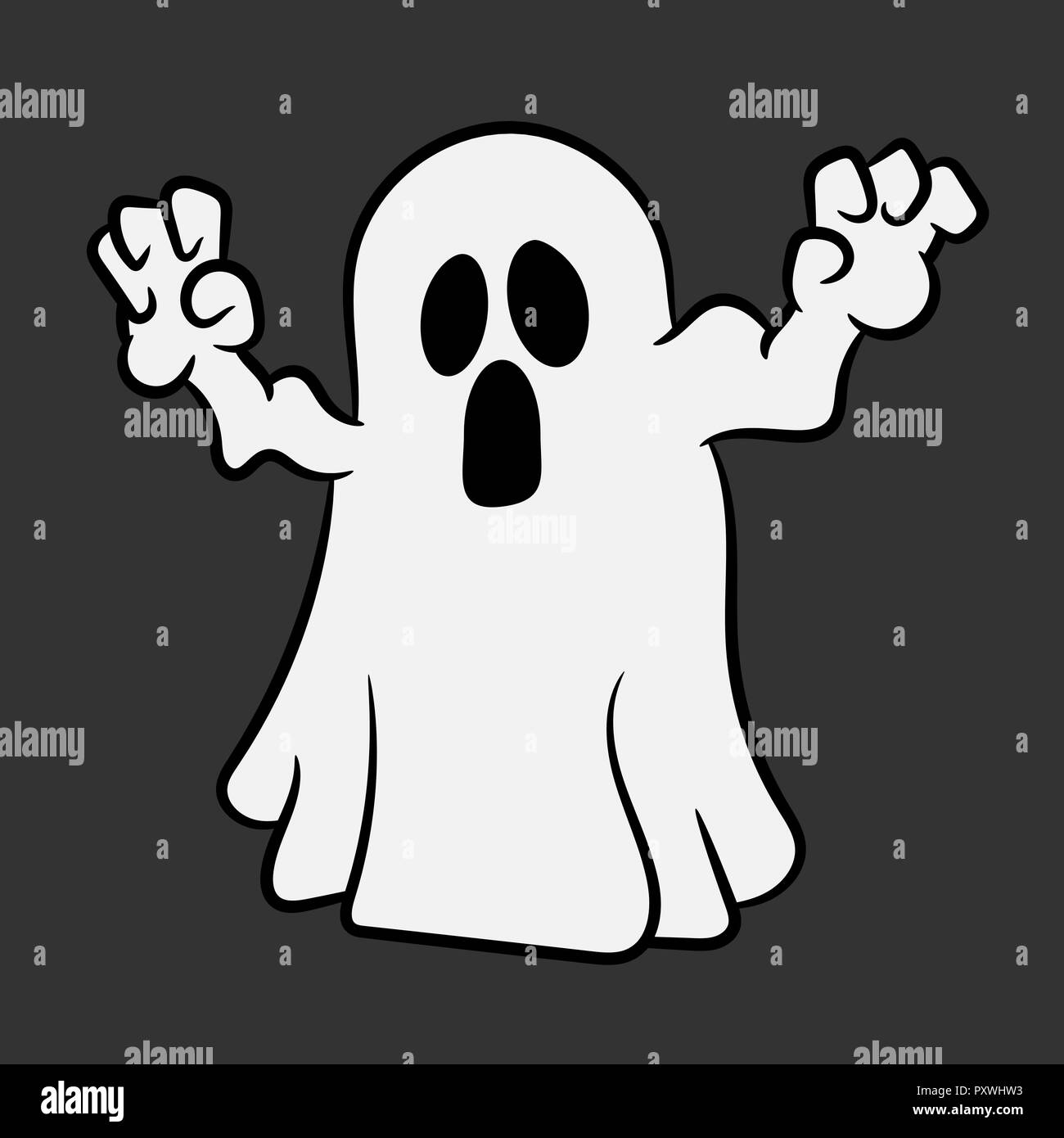 Crazy Halloween ghost on a sign, holiday vector cartoon illustration ...