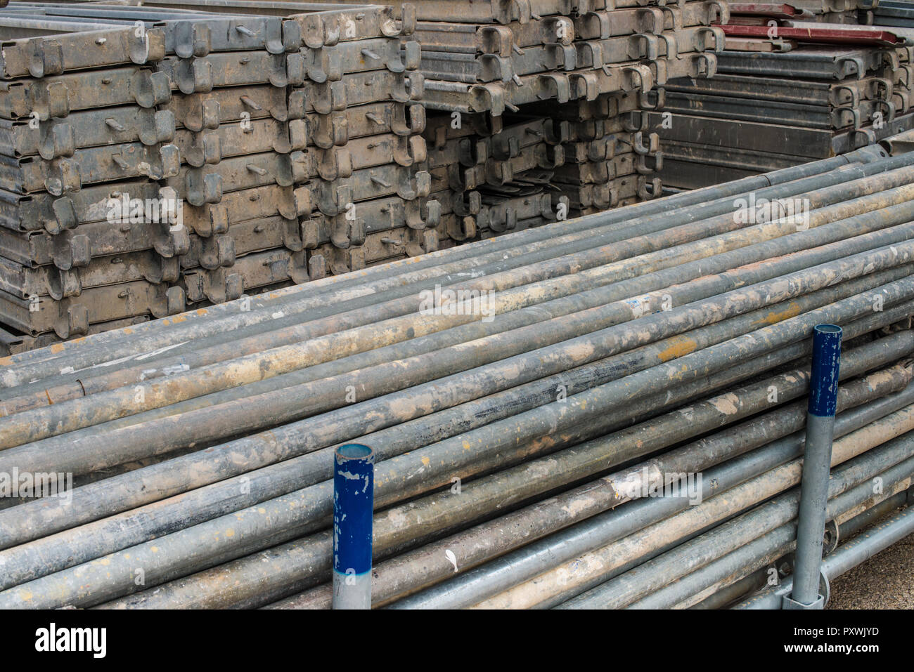 Assorted construction materials stored in piles Stock Photo - Alamy