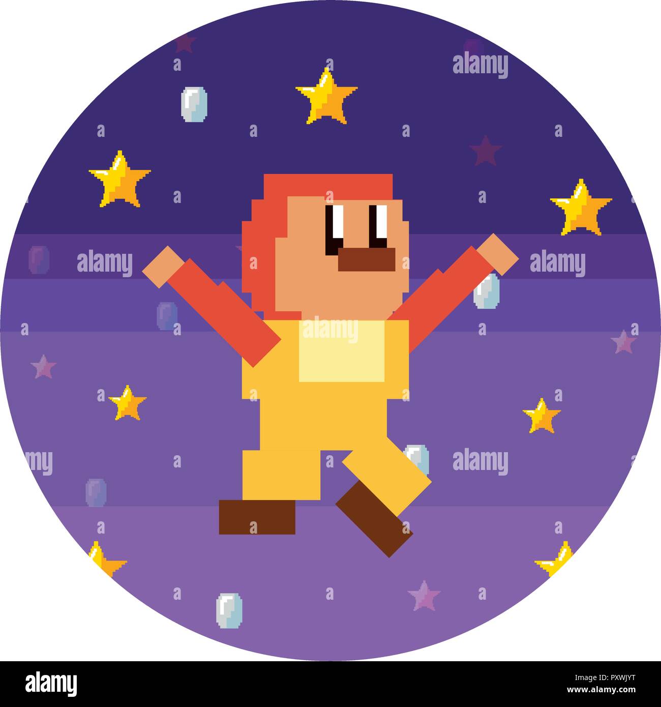 character in the night pixel video game vector illustration Stock ...