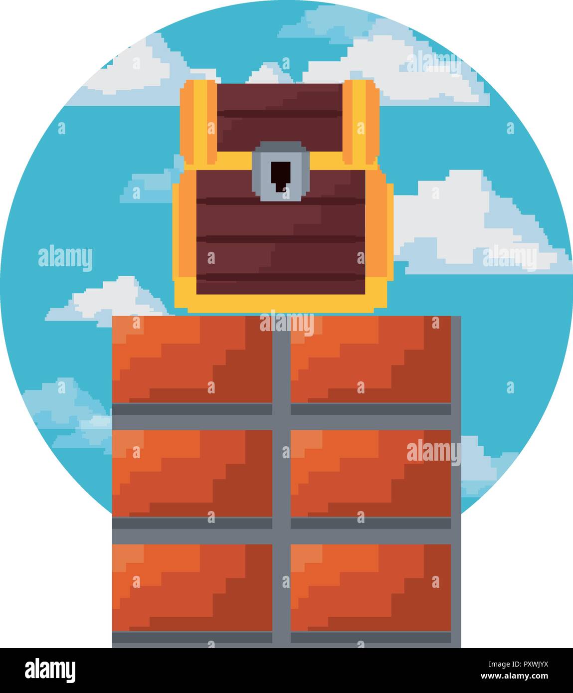 treasure chest pixel video game vector illustration Stock Vector Image ...