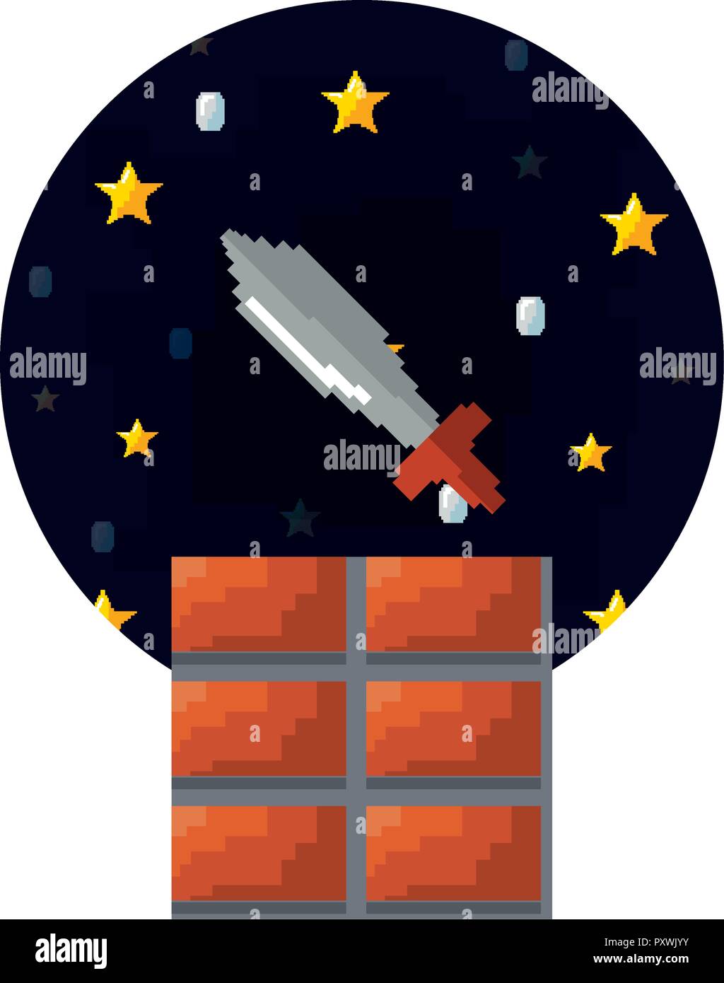 sword weapon pixel video game vector illustration Stock Vector Image ...