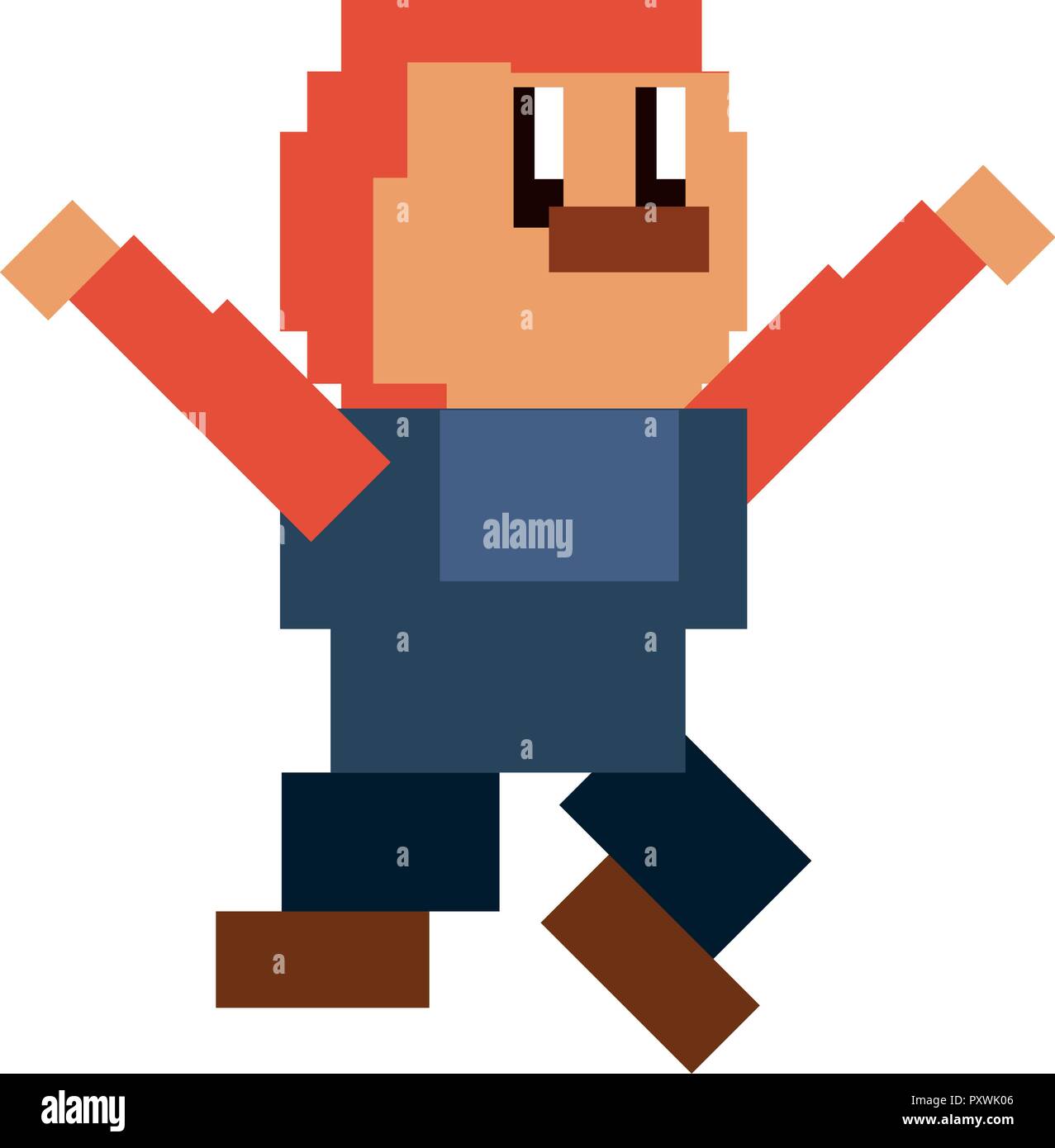 happy character pixel video game vector illustration Stock Vector Image ...