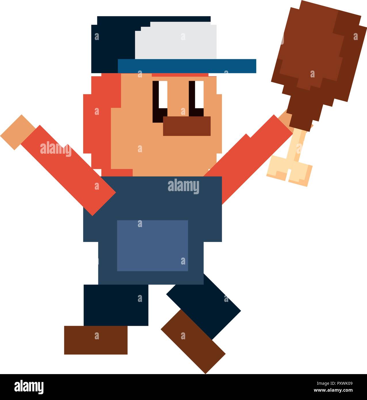 character chicken leg pixel video game vector illustration Stock Vector ...