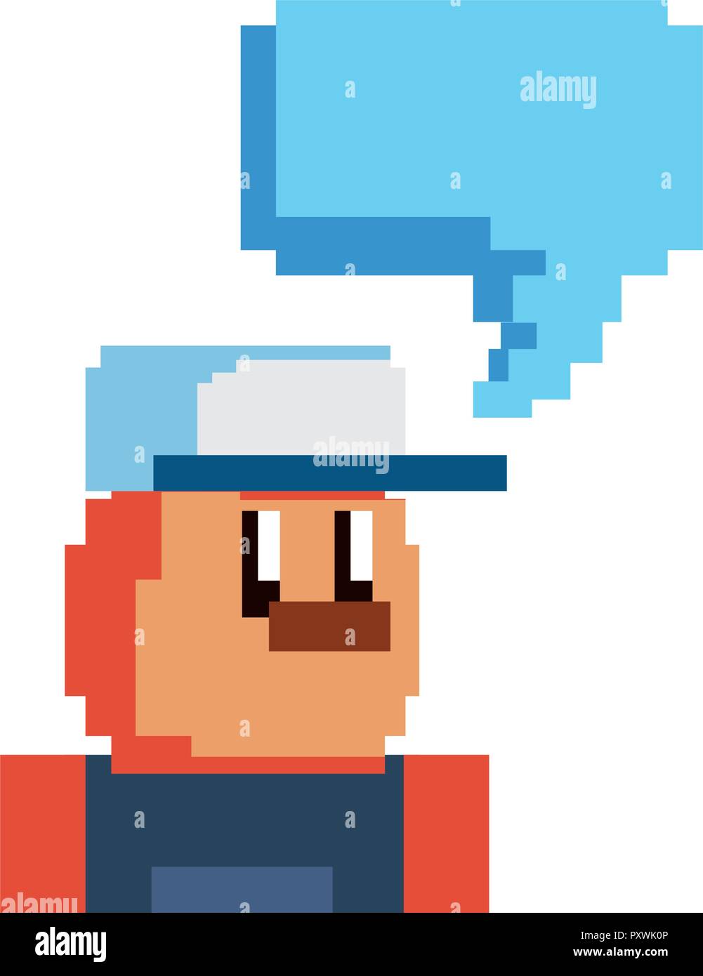 character with speech bubble pixel video game vector illustration Stock ...