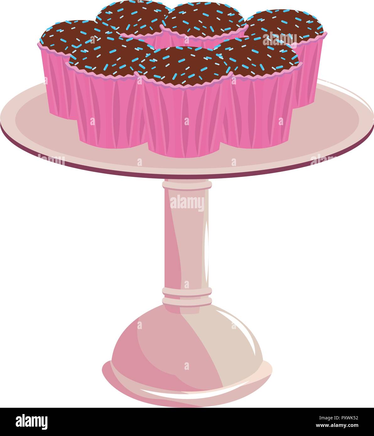 cupcakes on stand celebration birthday vector illustration Stock Vector ...