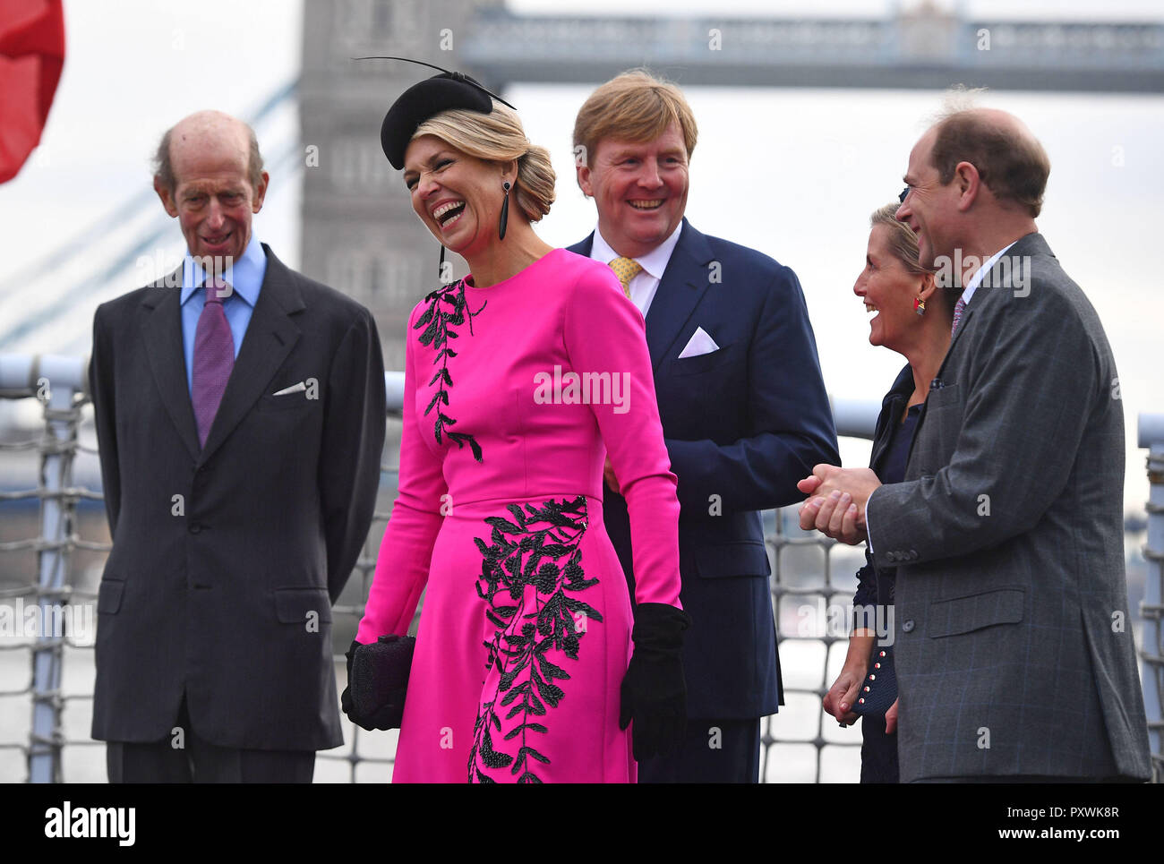(Left to right) The Duke of Kent, Queen Maxima and King Willem ...