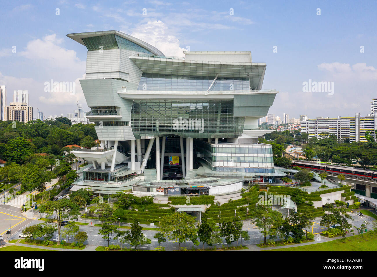 Aerial view of The Star Vista building, owned by CaptaiLand Malls. This ...