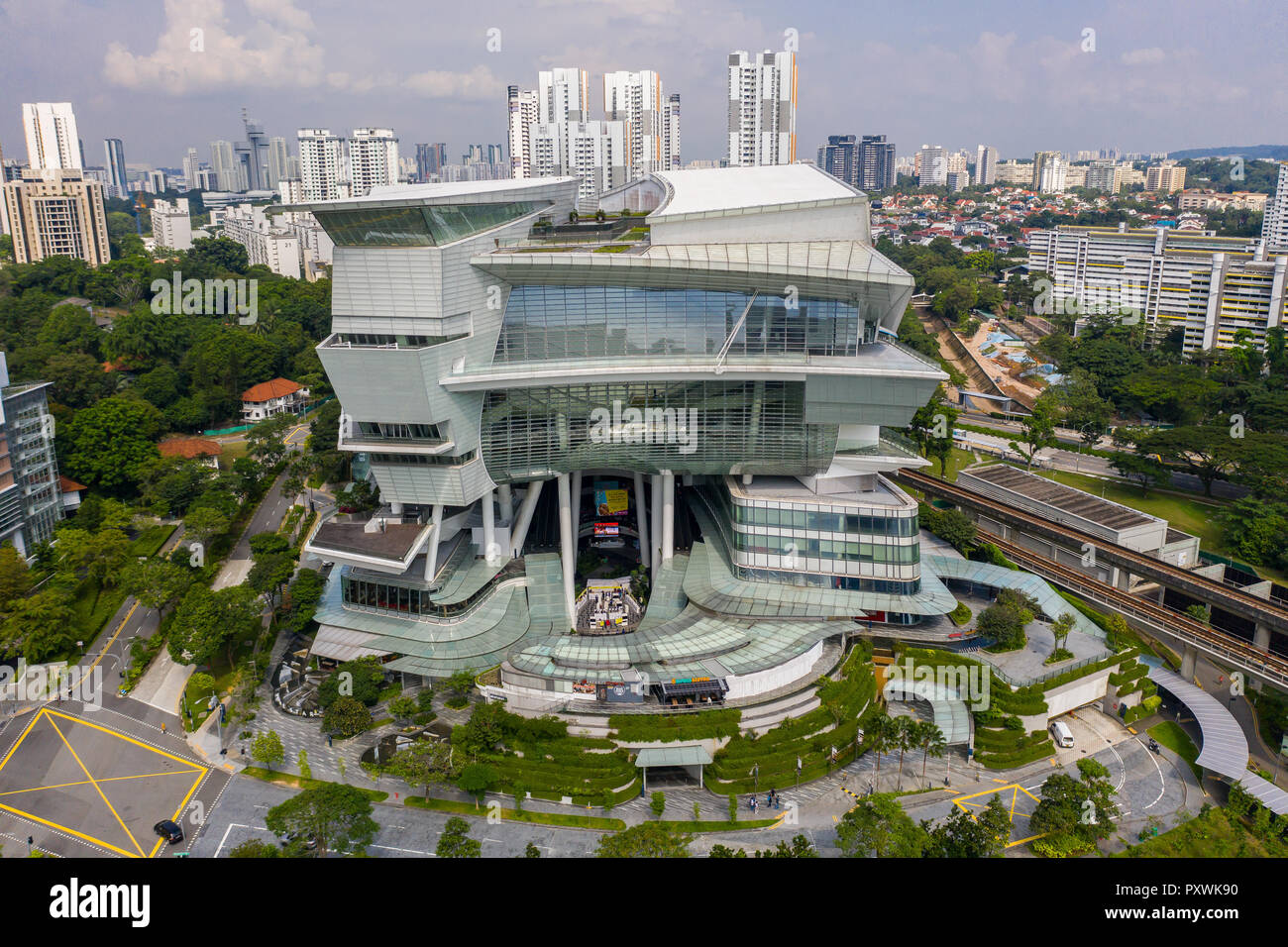 Aerial view of The Star Vista building, owned by CaptaiLand Malls in ...