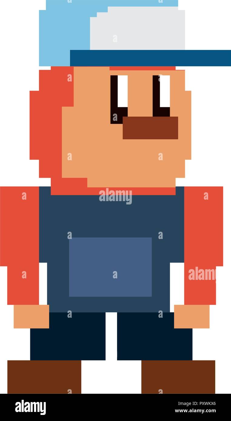 pixel video game character cartoon vector illustration Stock Vector ...